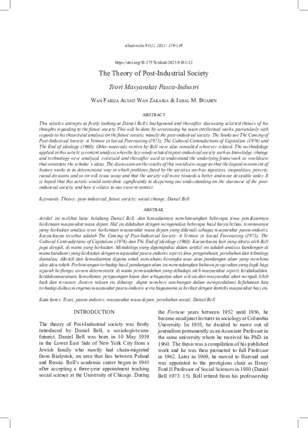 (PDF) The theory of post-industrial society