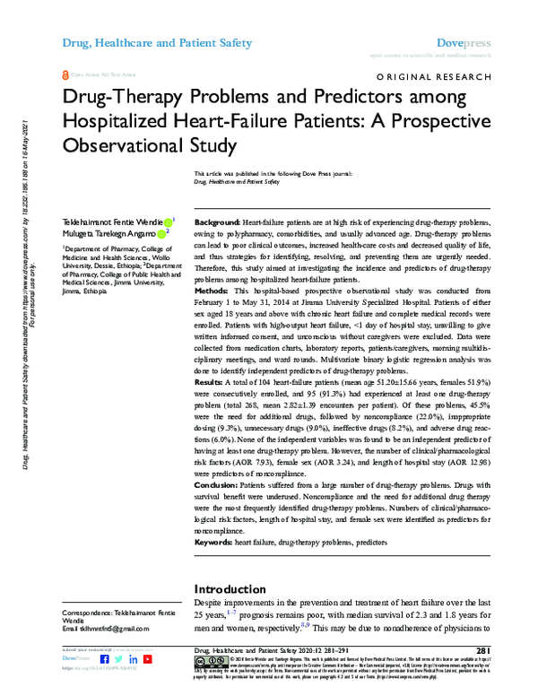 (PDF) Drug-Therapy Problems and Predictors among Hospitalized Heart ...