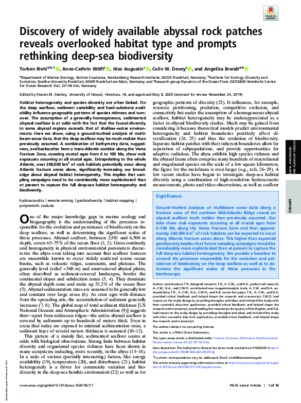 (PDF) Discovery of widely available abyssal rock patches reveals overlooked habitat type and ...
