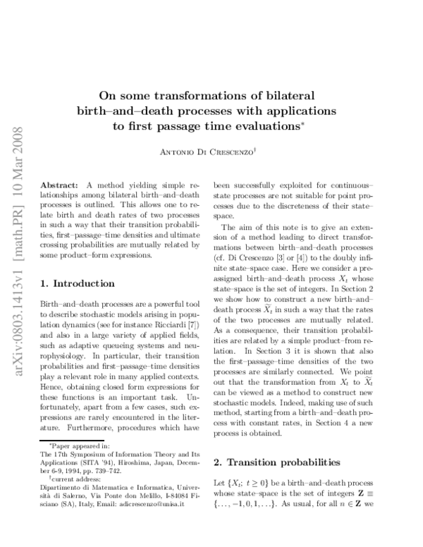 (PDF) On some transformations of bilateral birth-and-death processes with applications