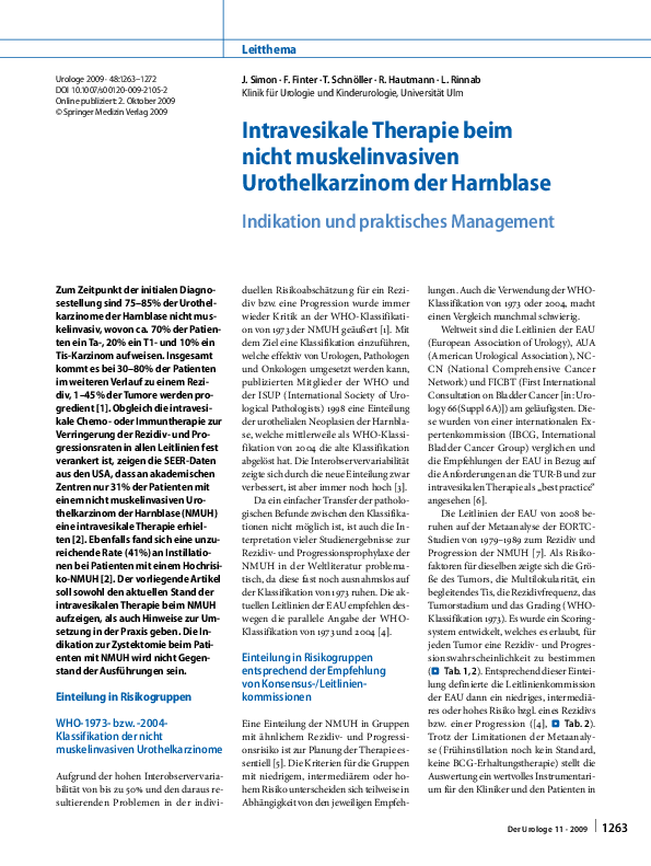 (PDF) Intravesical therapy in non-muscle-invasive bladder cancer ...