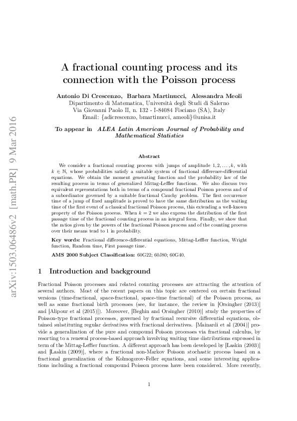 (PDF) On a fractional jump process with two kinds of jumps and its ...