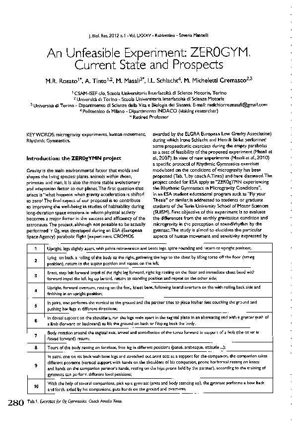 (PDF) An unfeasible experiment: ZEROGYM. Current state and prospects