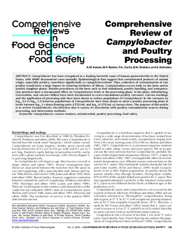 (PDF) Comprehensive Review of Campylobacter and Poultry Processing