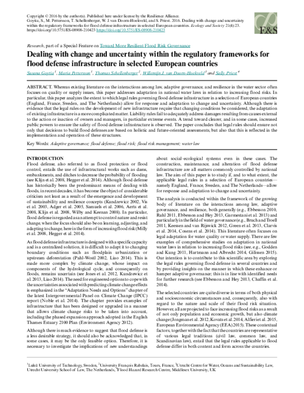 (PDF) Dealing with change and uncertainty within the regulatory frameworks for flood defense ...