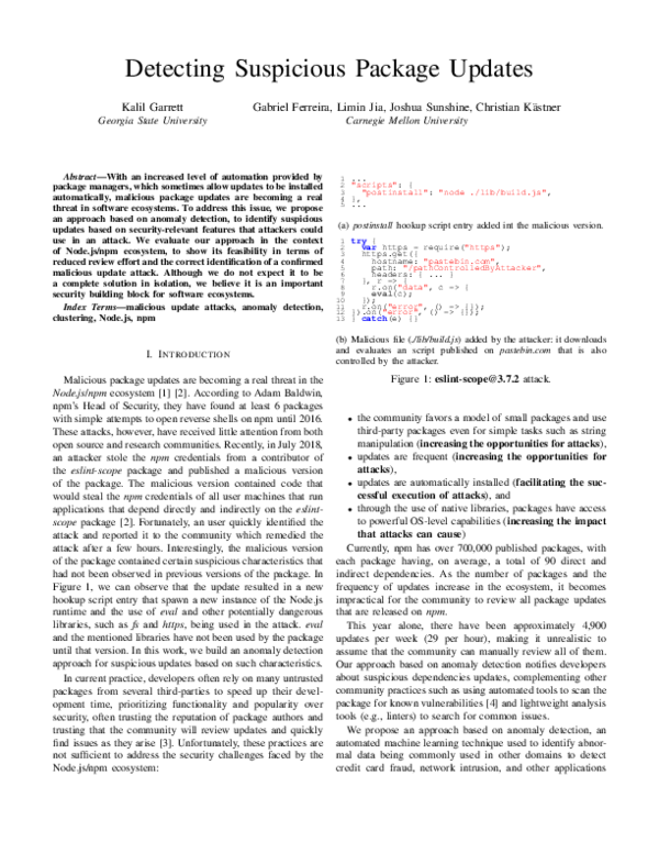 (PDF) Detecting Suspicious Package Updates