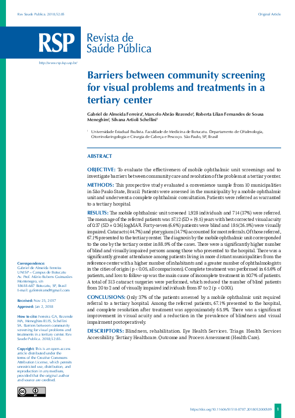 (PDF) Barriers between community screening for visual problems and ...