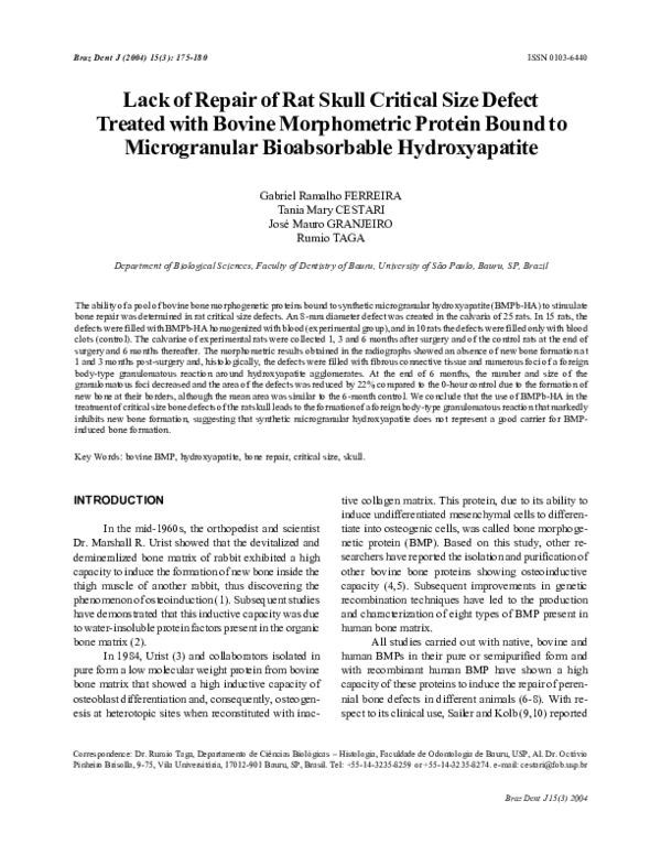 (PDF) Lack of repair of rat skull critical size defect treated with ...