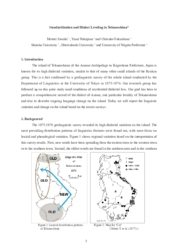 (PDF) Standardization and Dialect Leveling in Tokunoshima*