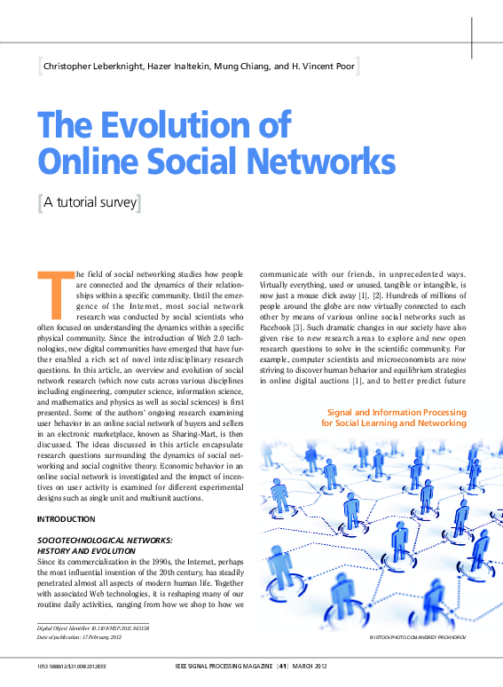 (PDF) The Evolution of Online Social Networks: A tutorial survey