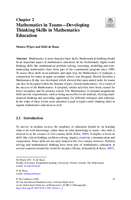 (PDF) Mathematics in Teams—Developing Thinking Skills in Mathematics Education