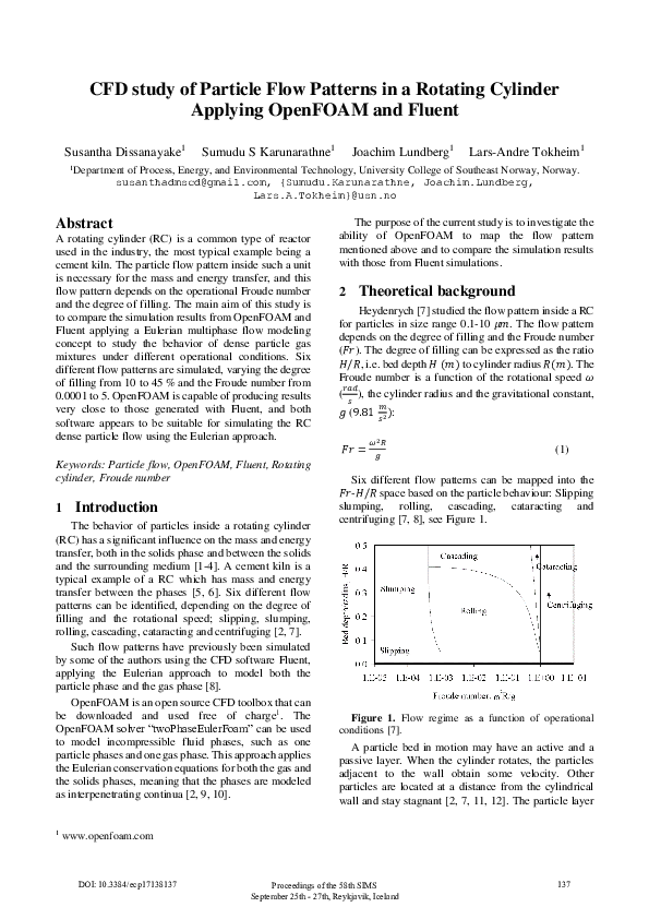 (PDF) CFD Study of Particle Flow Patterns in a Rotating Cylinder Applying OpenFOAM and Fluent