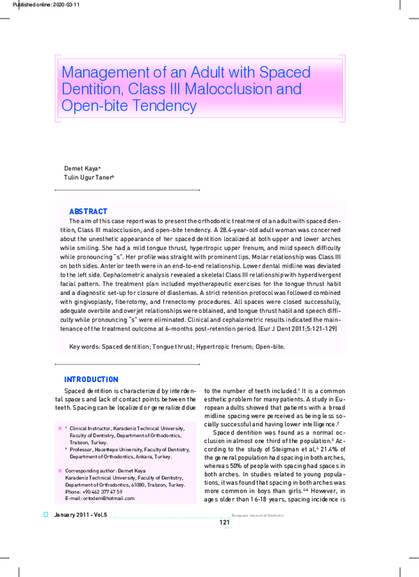 (PDF) Management of an Adult with Spaced Dentition, Class III ...