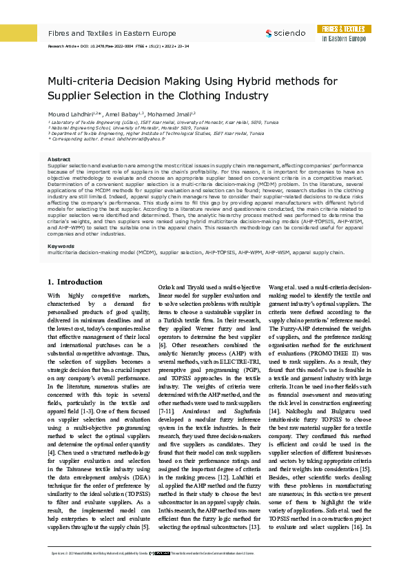 (PDF) Multi-criteria Decision Making Using Hybrid methods for Supplier ...