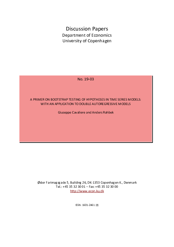 Pdf A Primer On Bootstrap Testing Of Hypotheses In Time Series Models With An Application To