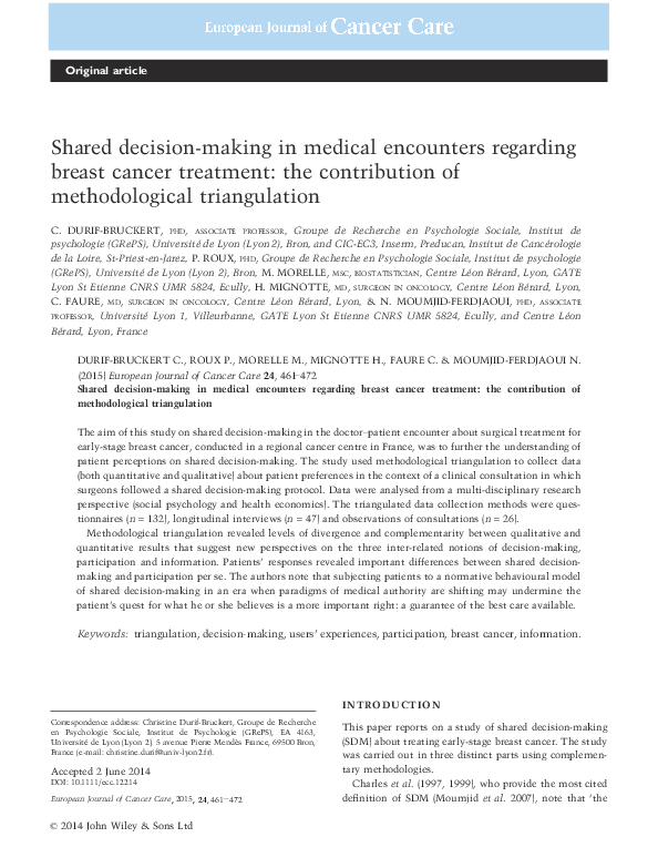 (PDF) Shared decision-making in medical encounters regarding breast ...