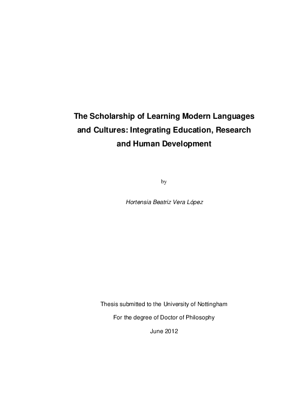 (PDF) The scholarship of learning modern languages and cultures: integrating education, research ...