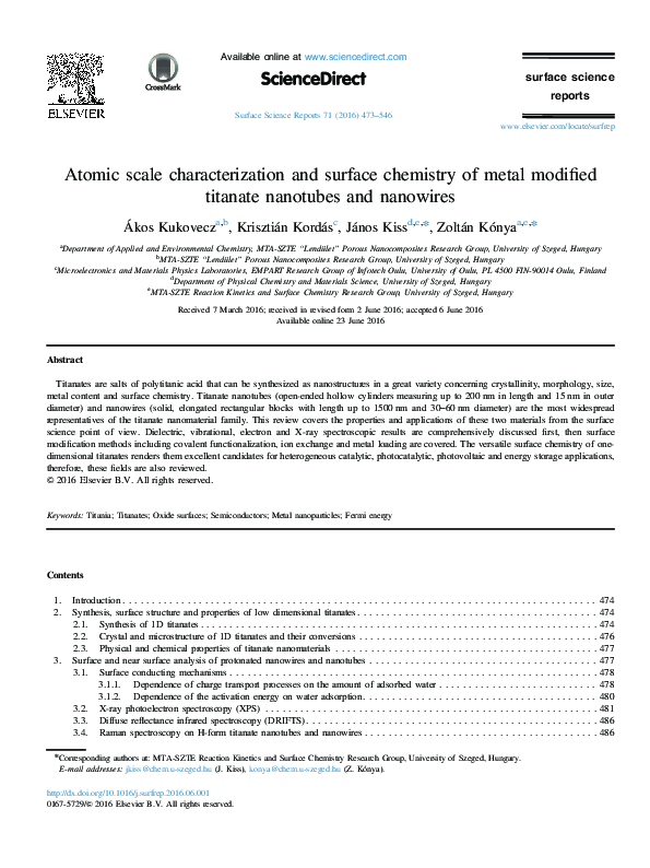 (PDF) Atomic scale characterization and surface chemistry of metal ...