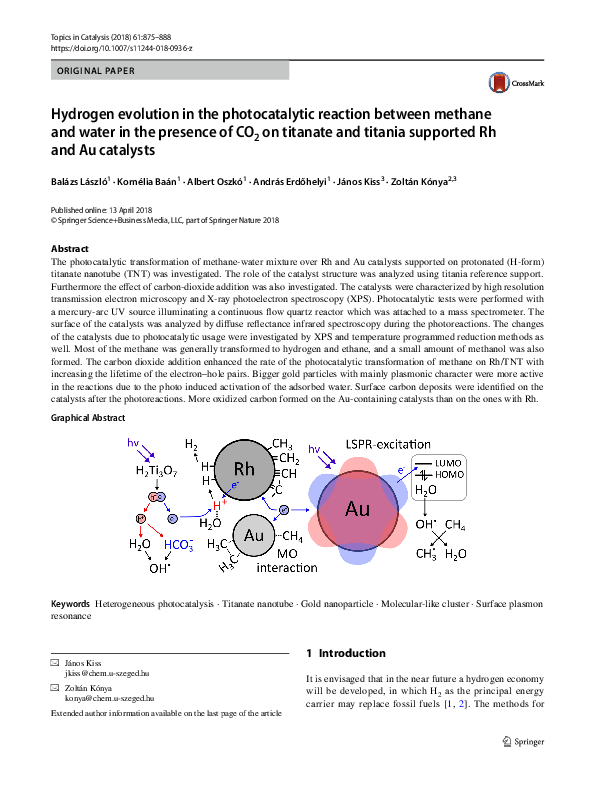 (PDF) Hydrogen evolution in the photocatalytic reaction between methane ...