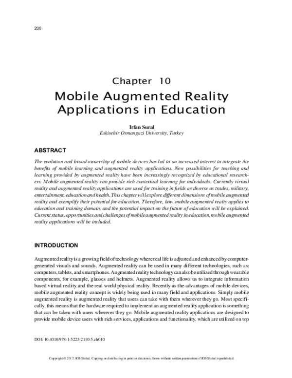 (PDF) Mobile Augmented Reality Applications in Education