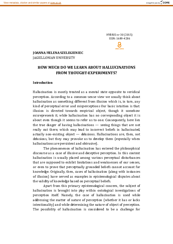 (PDF) How Much Do We Learn about Hallucinations from Thought-Experiments?