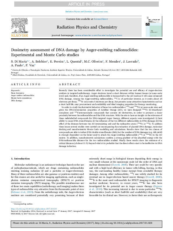 (PDF) Dosimetry assessment of DNA damage by Auger-emitting ...