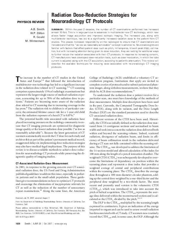 (PDF) Radiation Dose-Reduction Strategies for Neuroradiology CT Protocols