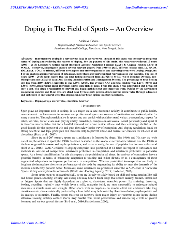 (PDF) Doping in The Field of Sports -An Overview