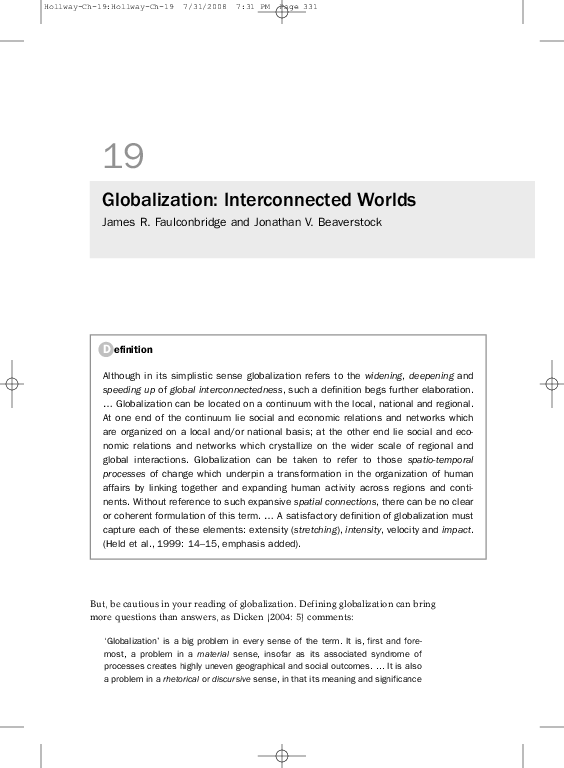 (PDF) 19 Globalization : Interconnected Worlds