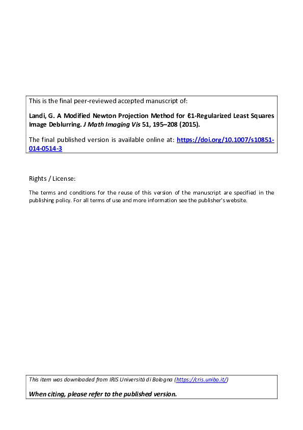 (PDF) A Modified Newton Projection Method for $$\ell _1$$ ℓ 1 ...