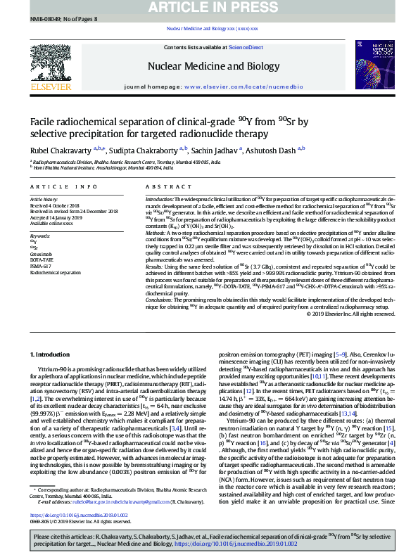 (PDF) Facile radiochemical separation of clinical-grade 90Y from 90Sr ...