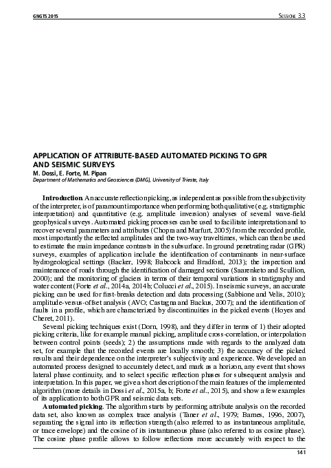 Pdf Application Of Attribute Based Automated Picking To Gpr And 5480