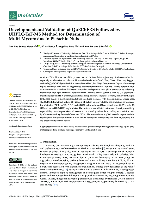 (PDF) Development and Validation of QuEChERS Followed by UHPLC-ToF-MS Method for Determination ...