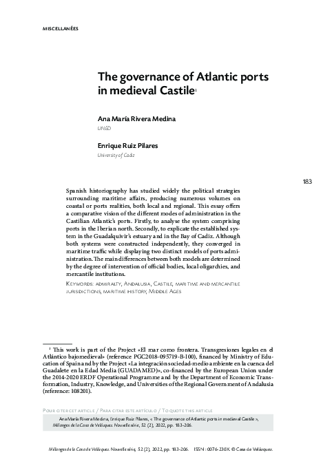 (PDF) «The governance of Atlantic ports in medieval Castile»,