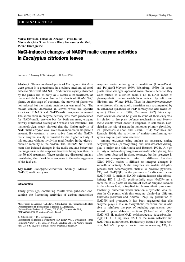 (PDF) NaCl-induced changes of NAD(P) malic enzyme activities in ...