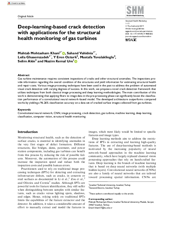 Pdf Deep Learning Based Crack Detection With Applications For The Structural Health Monitoring