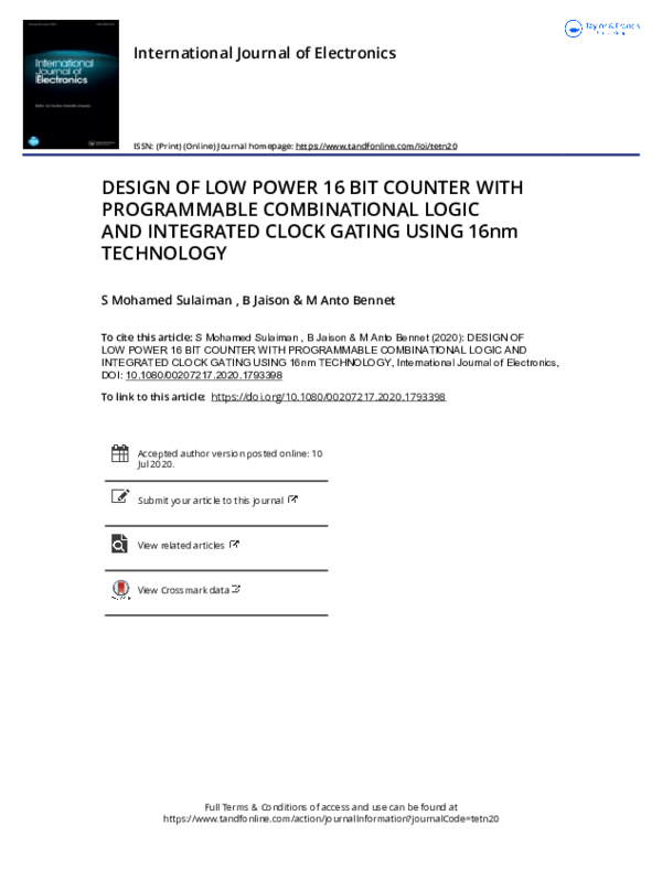 (PDF) Design of low power 16-bit counter with Programmable Combinational Logic and Integrated ...