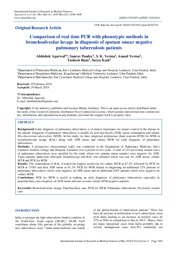 (PDF) Comparison of real time PCR with phenotypic methods in ...