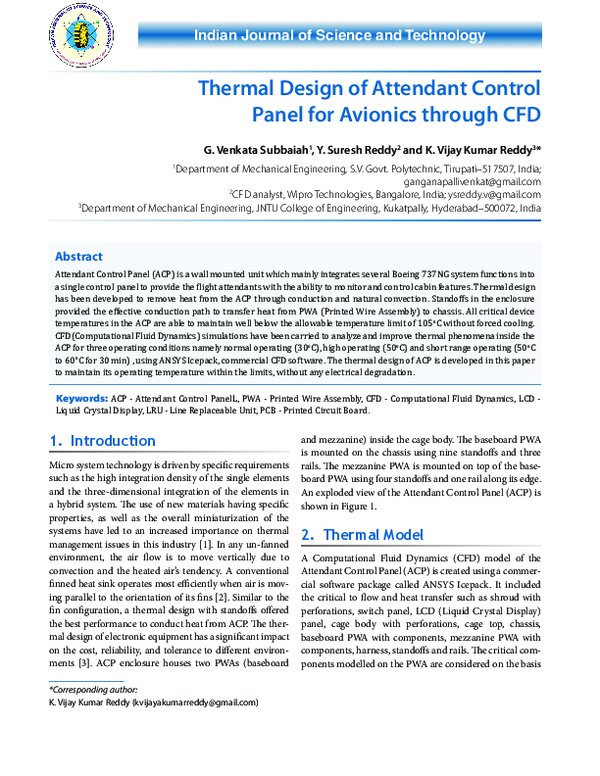 (PDF) Thermal Design of Attendant Control Panel for Avionics through CFD