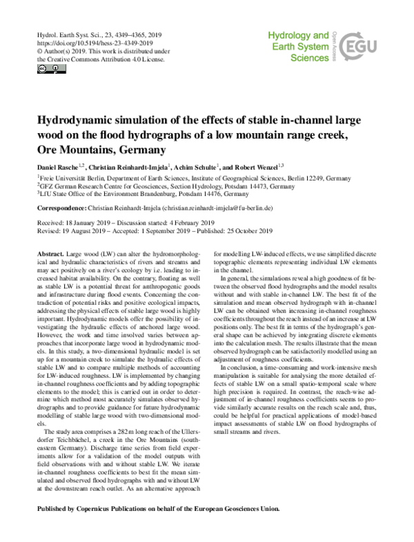 (PDF) Hydrodynamic simulation of the effects of stable in-channel large wood on the flood ...