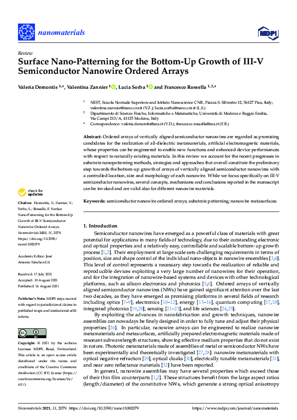 (PDF) Surface Nano-Patterning for the Bottom-Up Growth of III-V ...