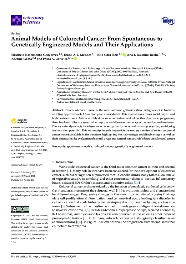 (PDF) Animal Models of Colorectal Cancer: From Spontaneous to ...