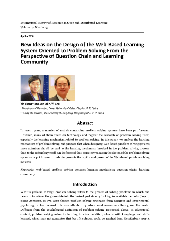 (PDF) New Ideas on the Design of the Web-Based Learning System Oriented to Problem Solving From ...