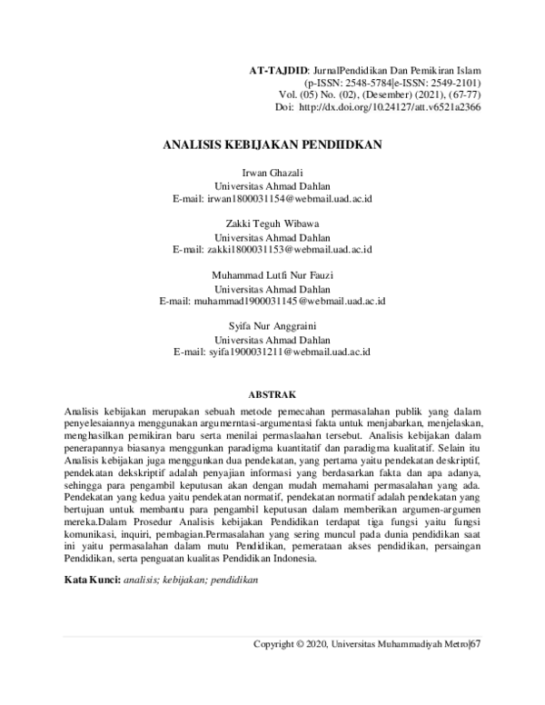 (PDF) Analisis Kebijakan Pendiidkan