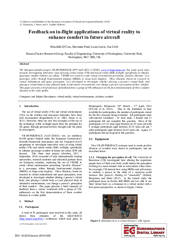 (PDF) Feedback on in-flight applications of virtual reality to enhance ...