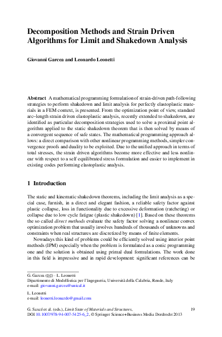 (PDF) Strain-Driven Algorithms for Shakedown Analysis