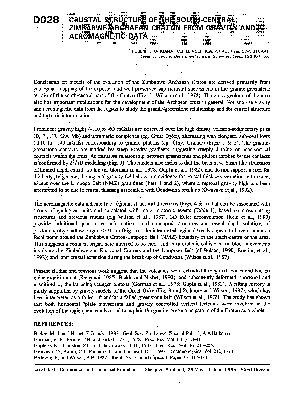 (PDF) Crustal Structure of the South-Central Zimbabwe Archaean Craton ...