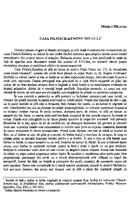 (PDF) Casa Filstich-Kemény din Cluj