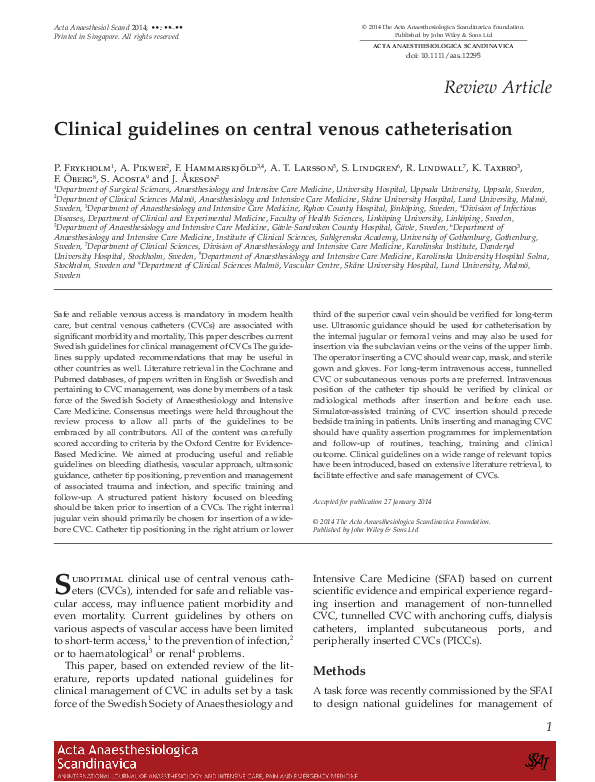 (PDF) Updated National Guidelines for Central Venous Catheterization
