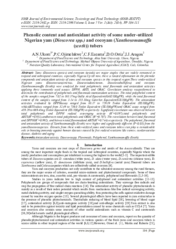 (PDF) Phenolic content and antioxidant activity of some under-utilized ...